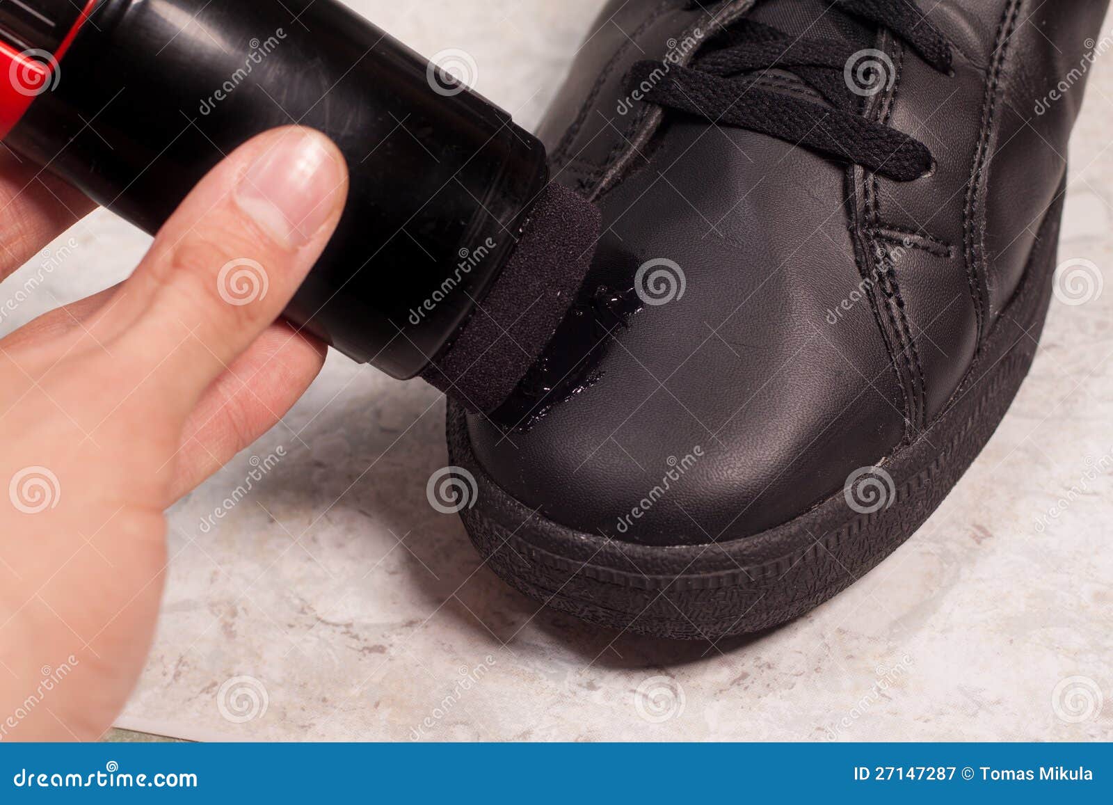 Closeup of Cleaning Black Shoes with Black Paste Stock Image - Image of ...