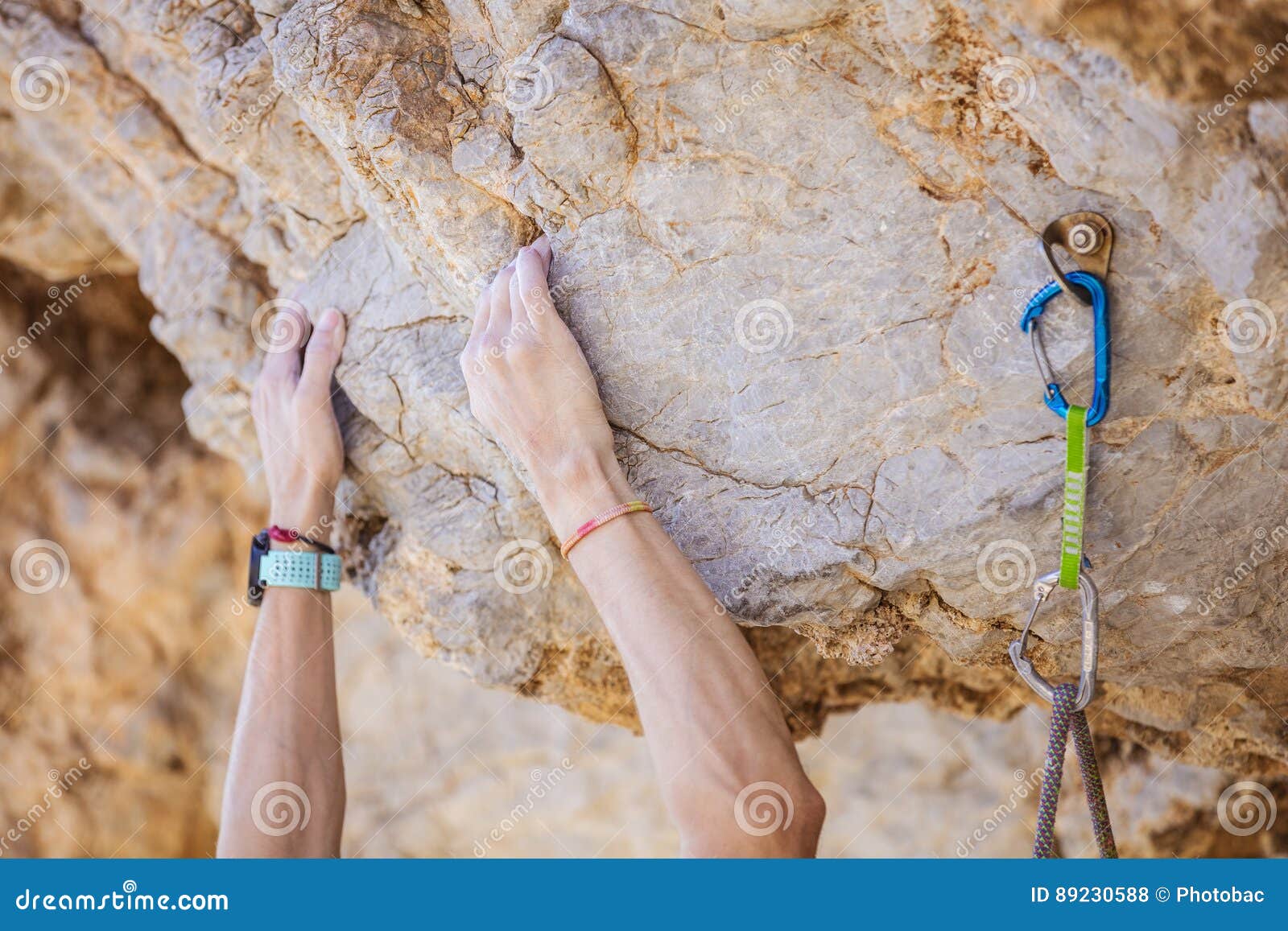 Closeup of Climber`s Hands on Cliff Stock Photo - Image of challenge ...