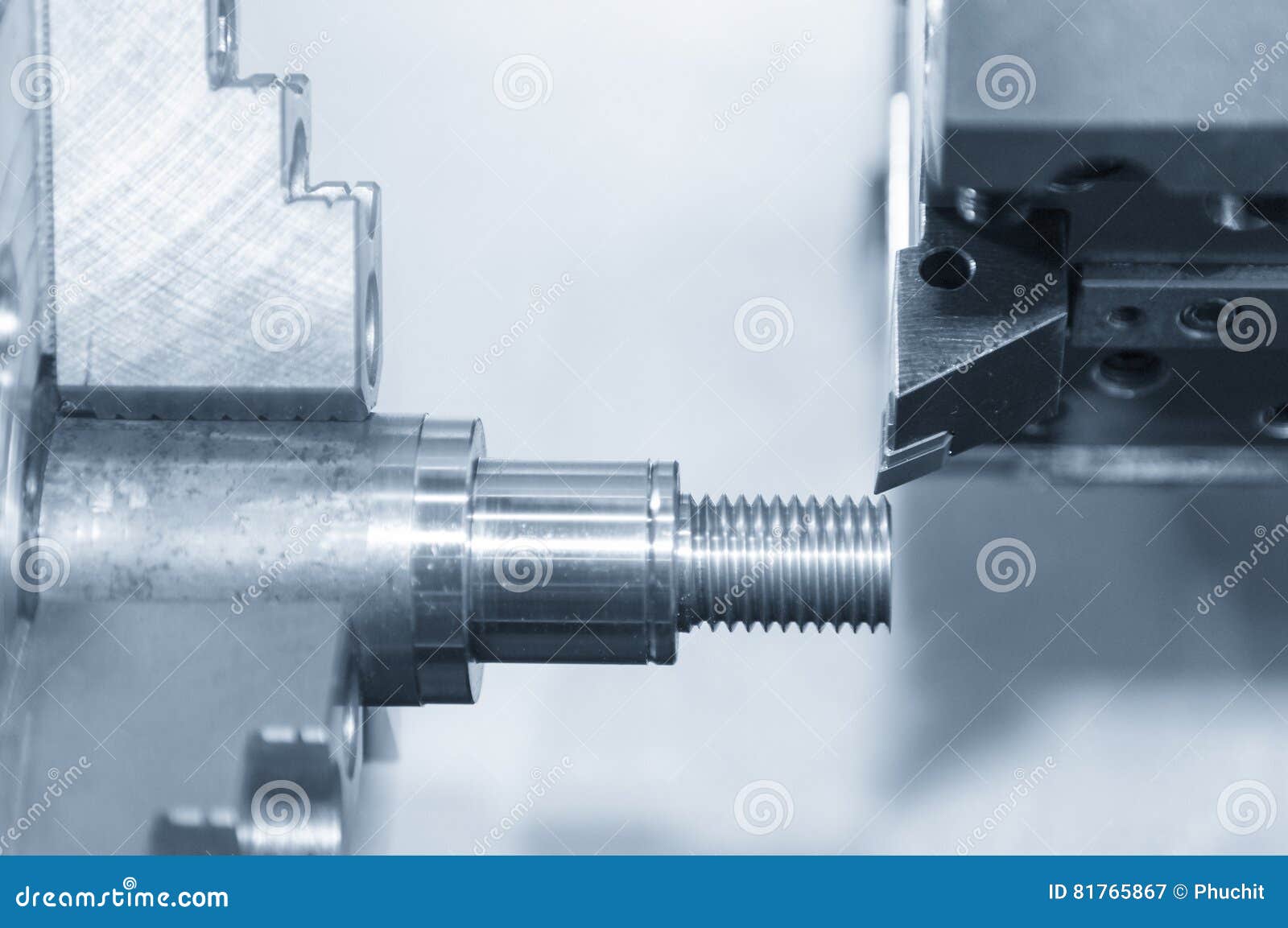 Closeup of the CNC Lath Machine Turning Machine Stock Image - Image of ...