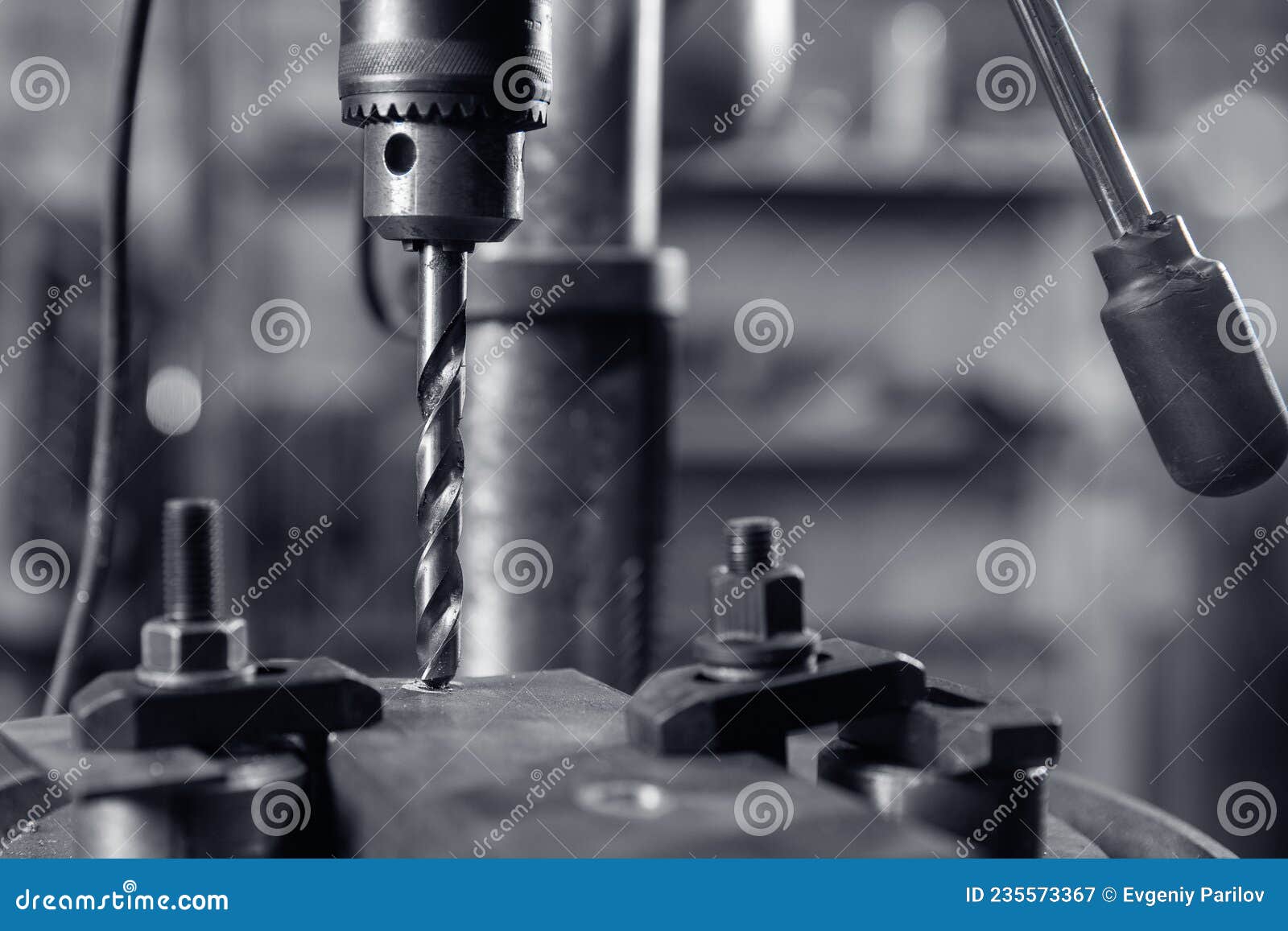 Closeup Cnc Mill Industrial Metalworking Cutting Drill Stock Image ...