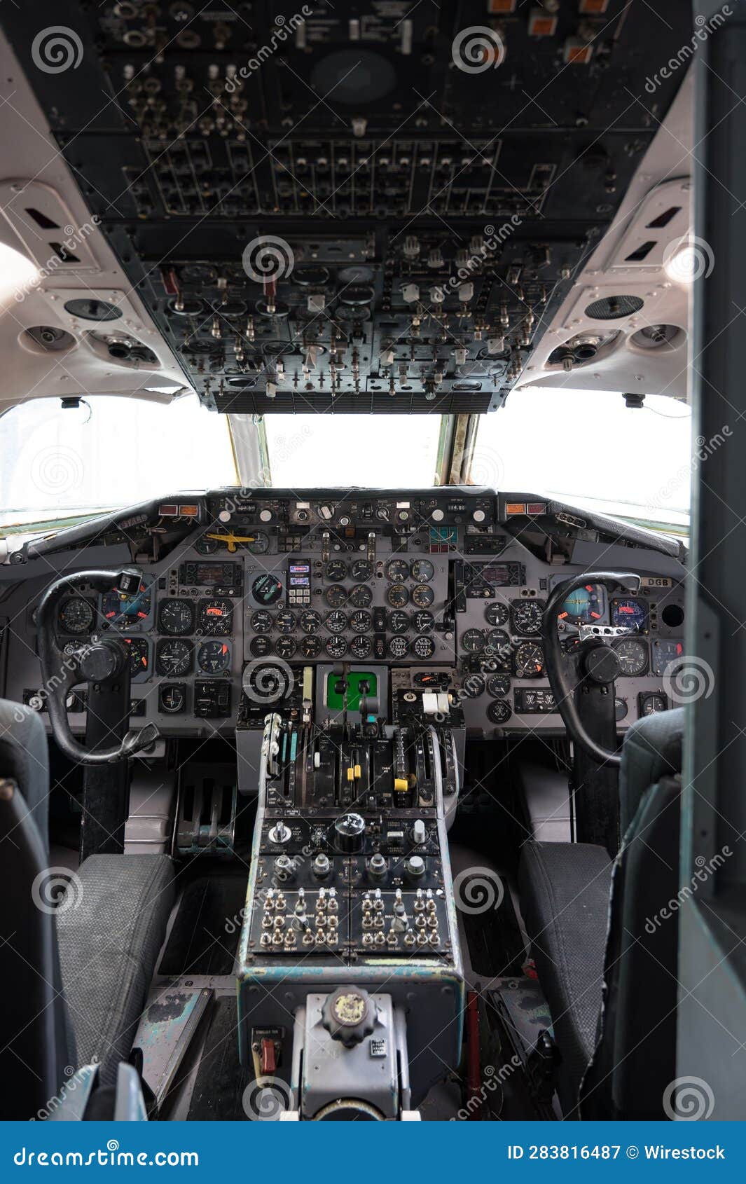 Closeup of the Cockpit and of a Commercial Aircraft Douglas DC-9 ...