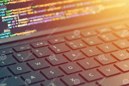Closeup Coding on Screen, Hands Coding Html and Programming on Screen ...