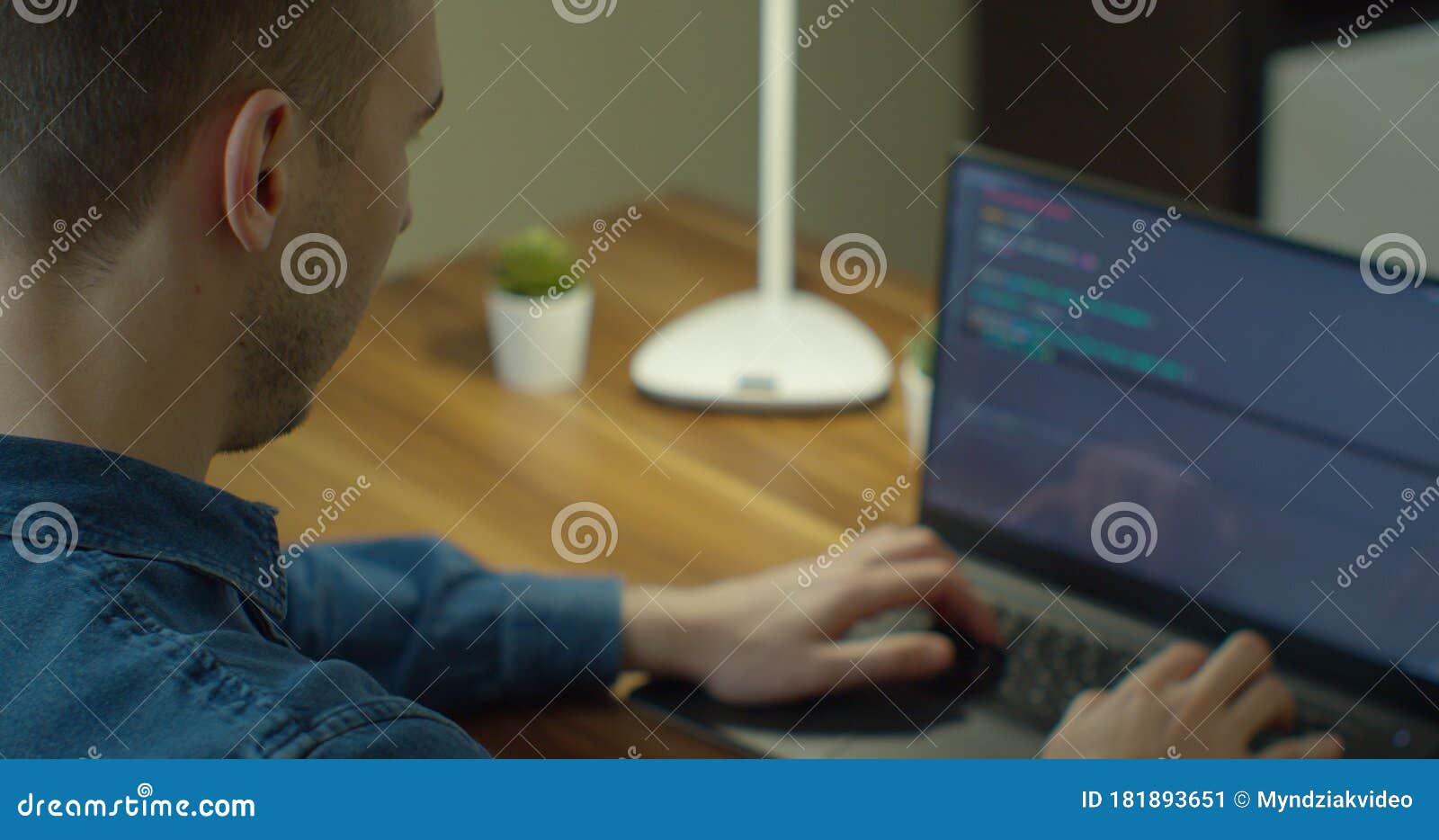 Closeup Coding On Screen Man Hands Coding Html And Programming On Screen Laptop Development