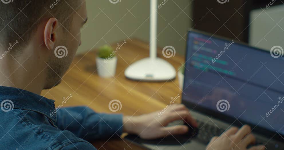 Closeup Coding on Screen, Man Hands Coding Html and Programming on Screen Laptop, Development ...