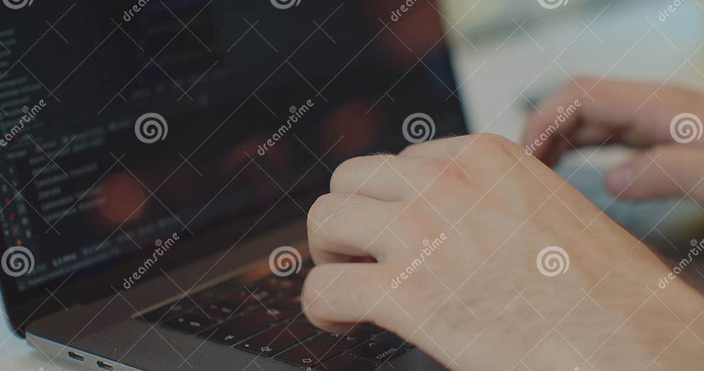 Closeup Coding on Screen, Man Hands Coding Html and Programming on Screen Laptop, Development ...