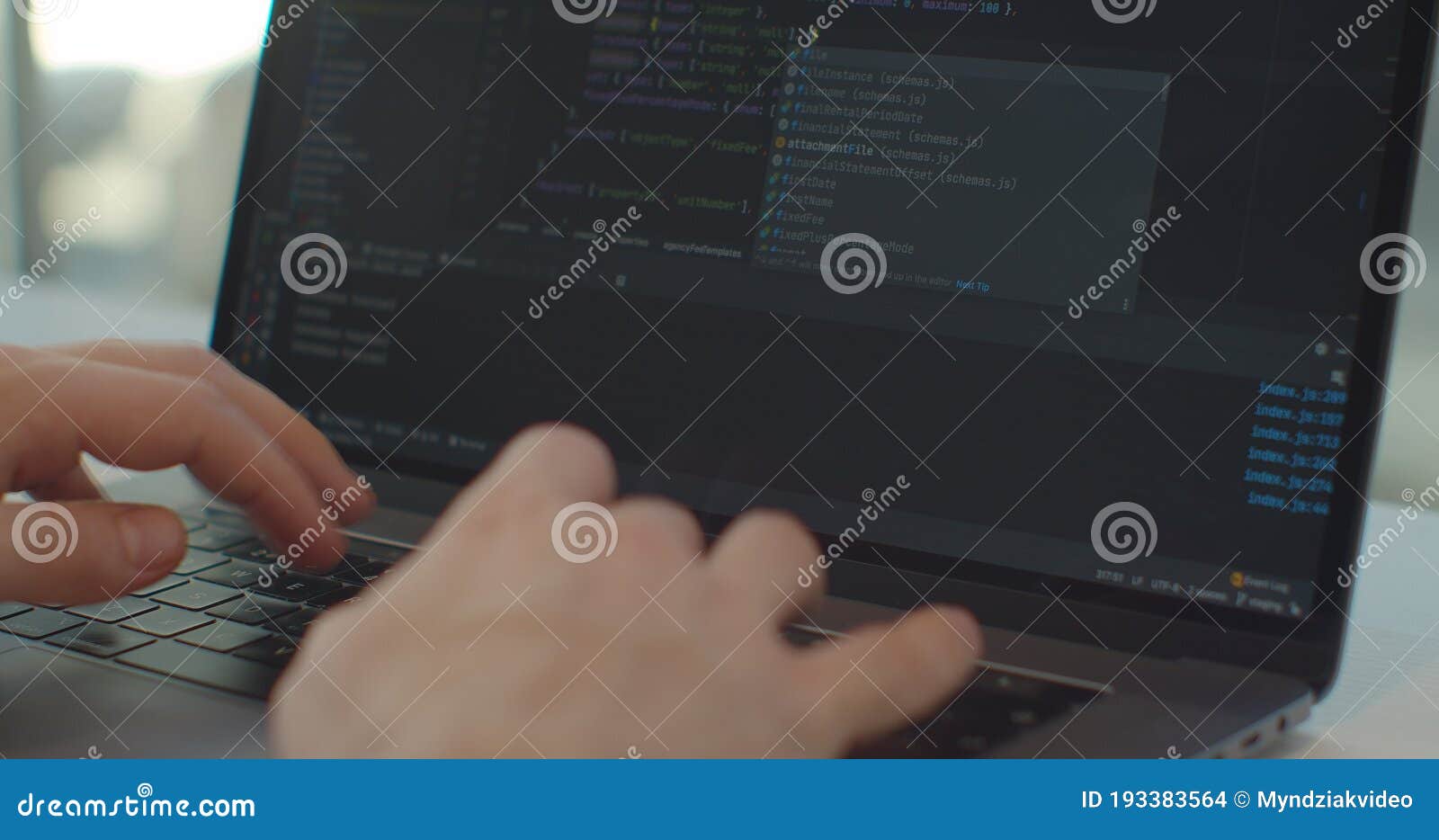 Closeup Coding on Screen, Man Hands Coding Html and Programming on ...