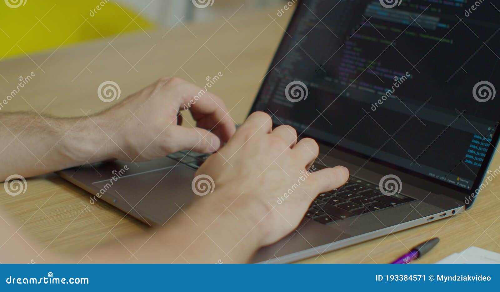 Closeup Coding on Screen, Man Hands Coding Html and Programming on Screen Laptop, Development ...