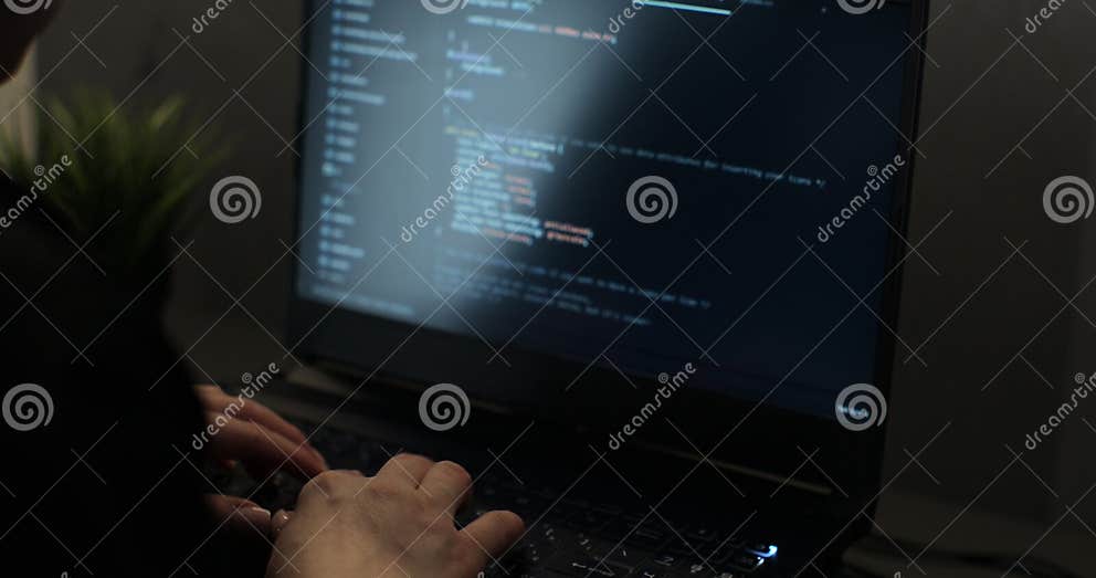 Closeup Coding on Screen, Woman Hands Coding Html and Programming on ...