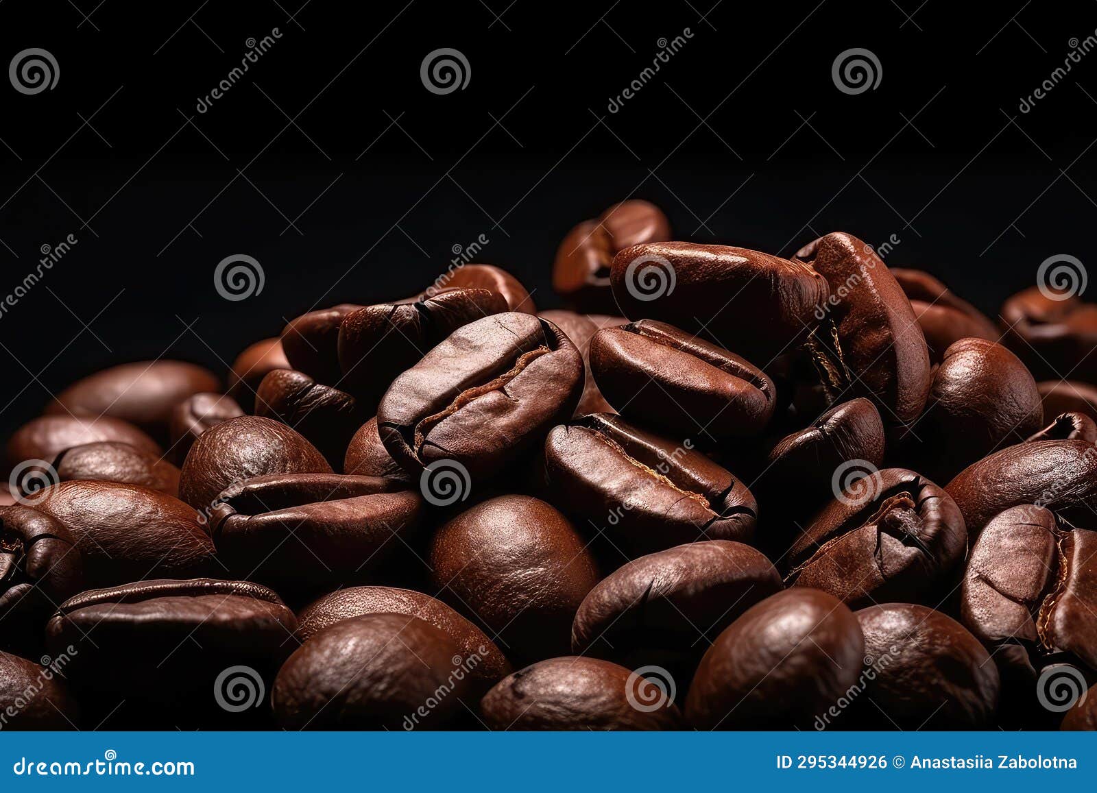 Closeup of Coffee Beans on Dark Backdrop Stock Illustration ...