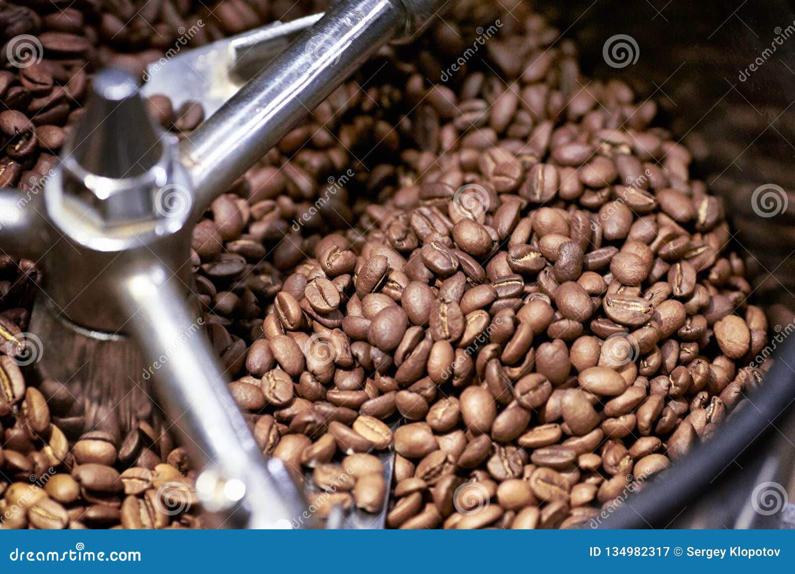 Closeup Coffee Beans during the Roasting Process Stock Image - Image of ...