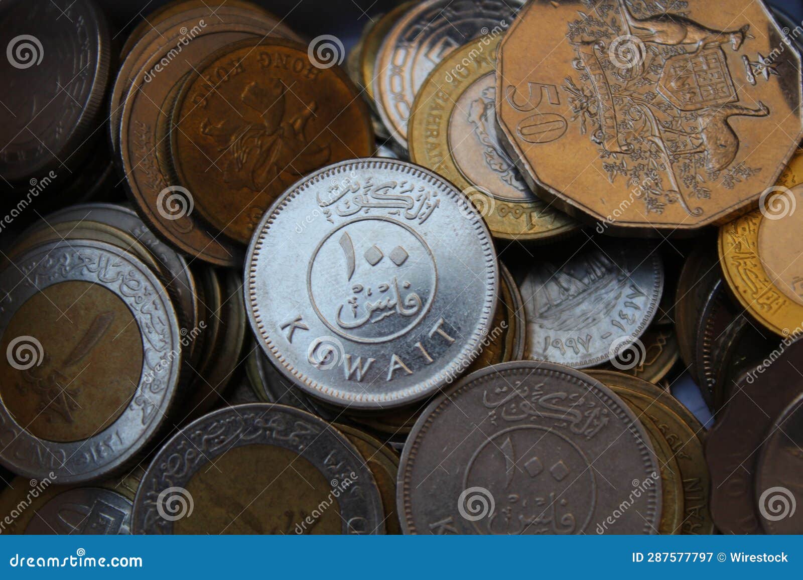 Closeup of a Collection of Different Coins on a Stack Stock Image ...