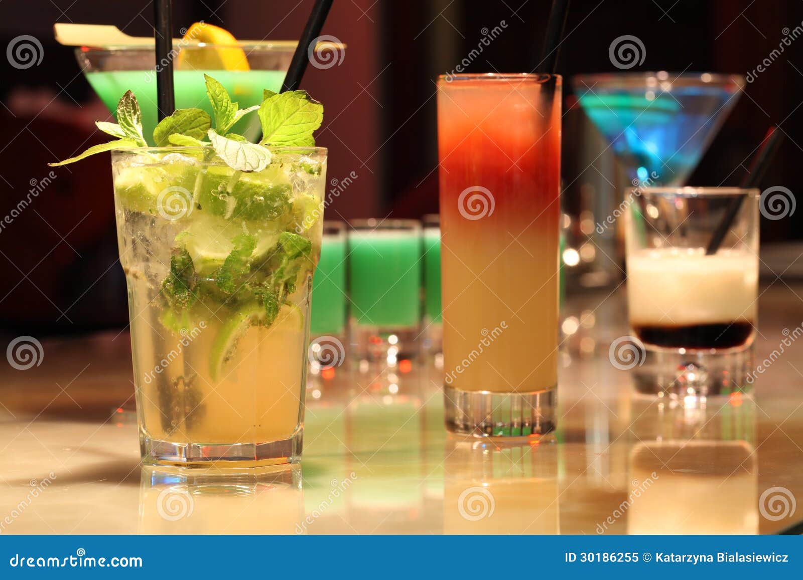 Colorful cocktails stock image. Image of collection, fruit - 30186255
