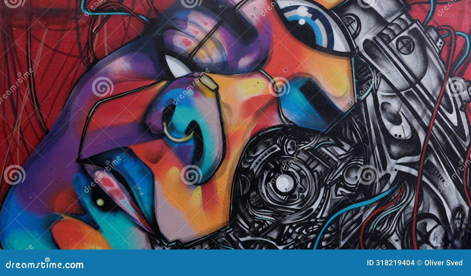 Closeup of Colorful Cyberpunk Graffiti Art Stock Illustration ...