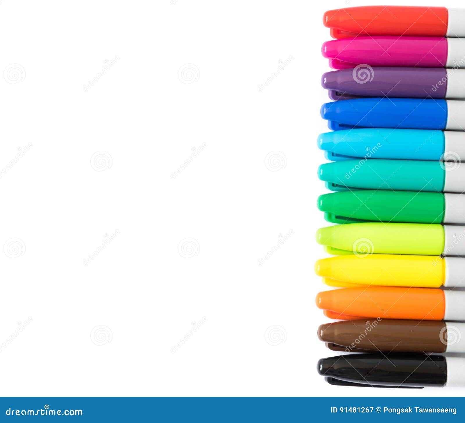 Closeup Colorful of Marker Pen on White Background Stock Image - Image ...