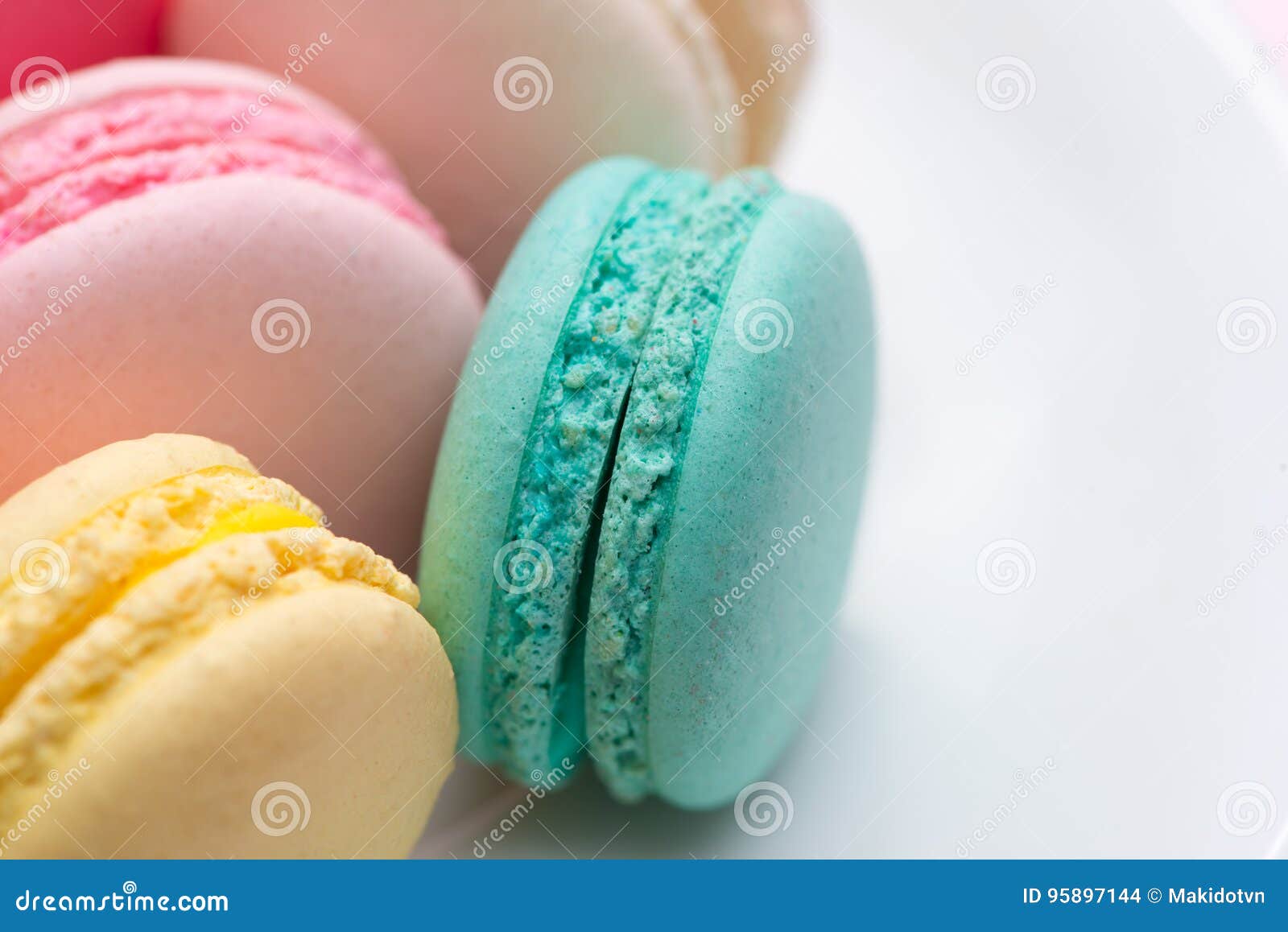 Closeup of Colorful Pastel Macaroons. Sweet Macarons. Stock Photo ...