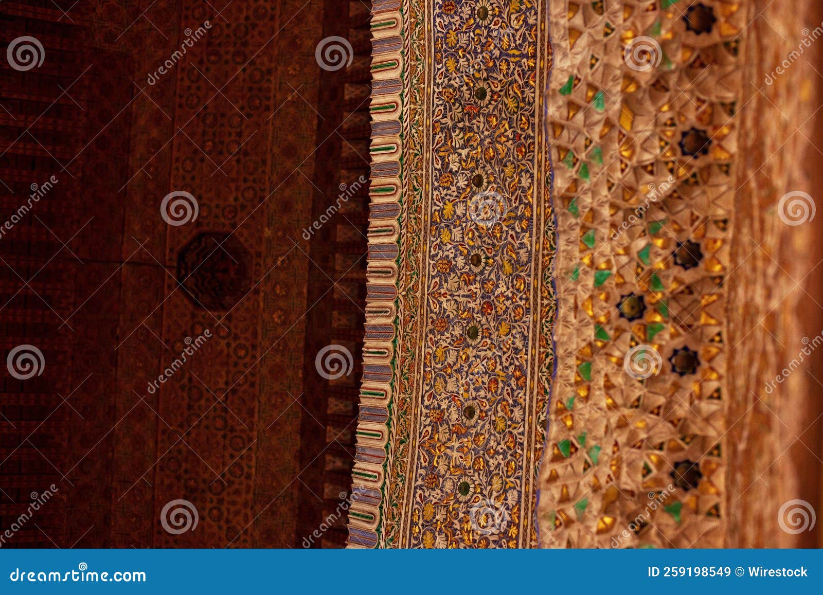 Closeup of a Colorful Wall with an Arabic Pattern Stock Image - Image ...