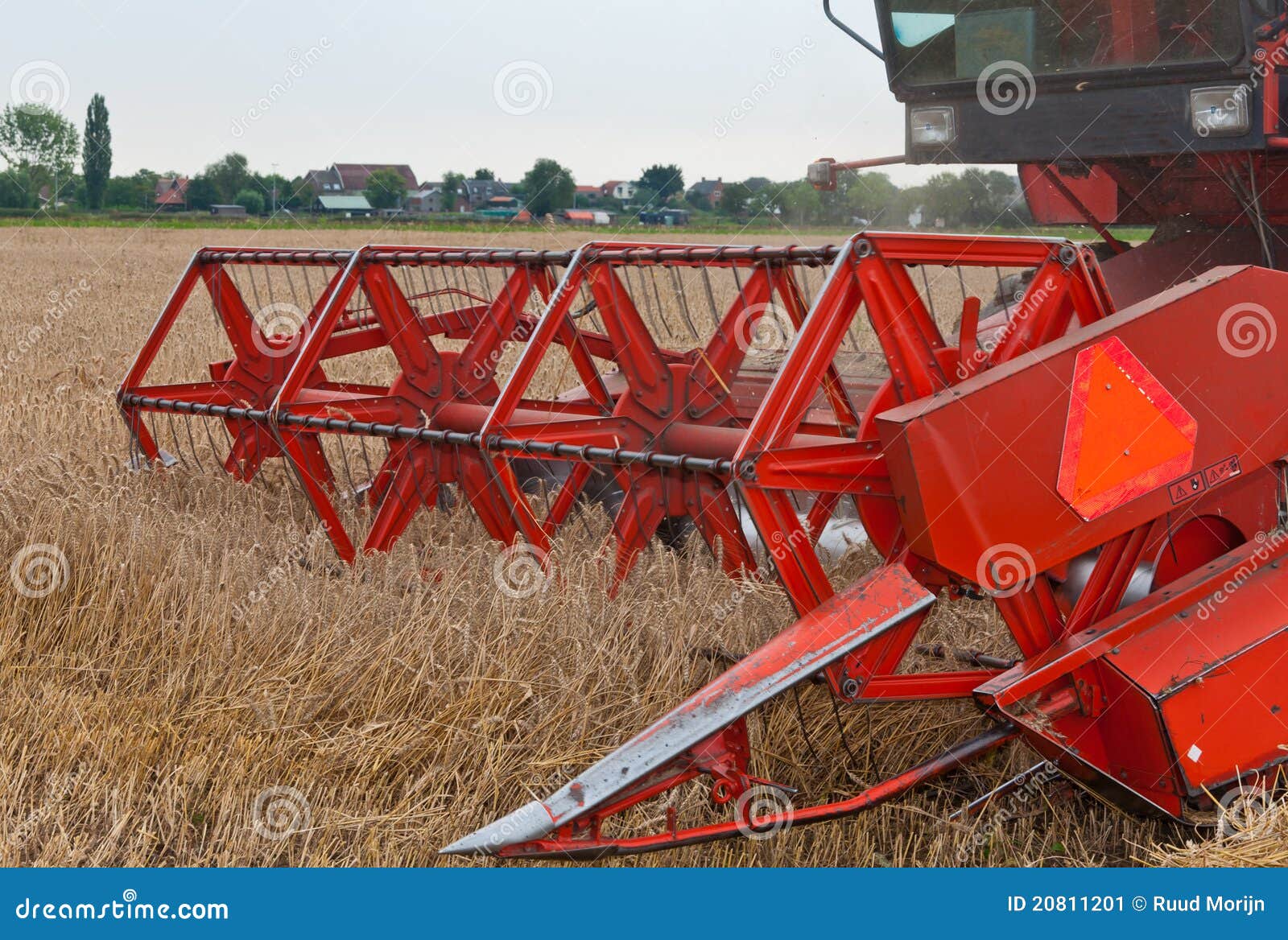 Closeup of a Combine at Work in a Cornfield Stock Image - Image of food ...