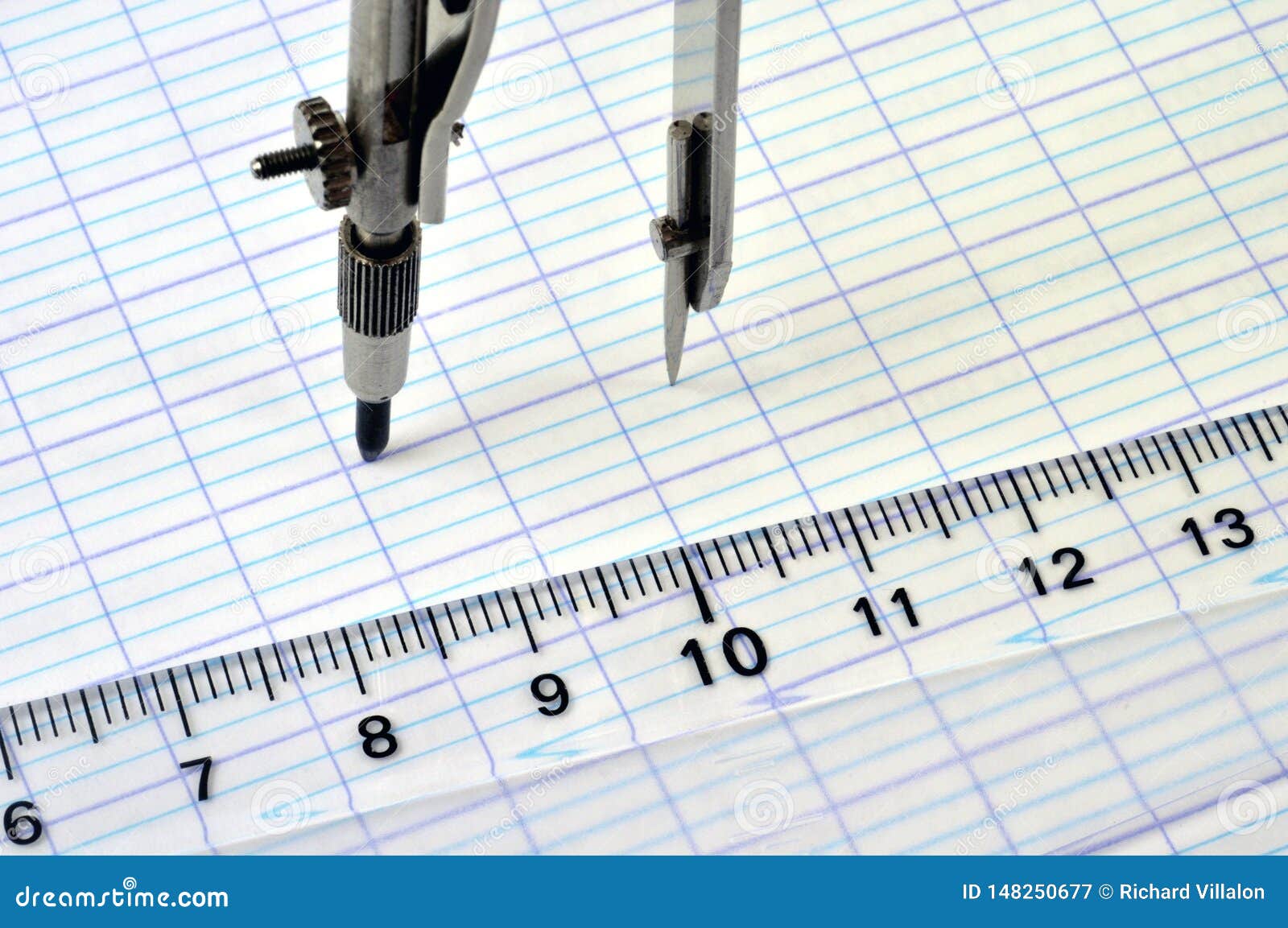 Closeup on a Compass with a Graduated Rule Stock Image - Image of ...