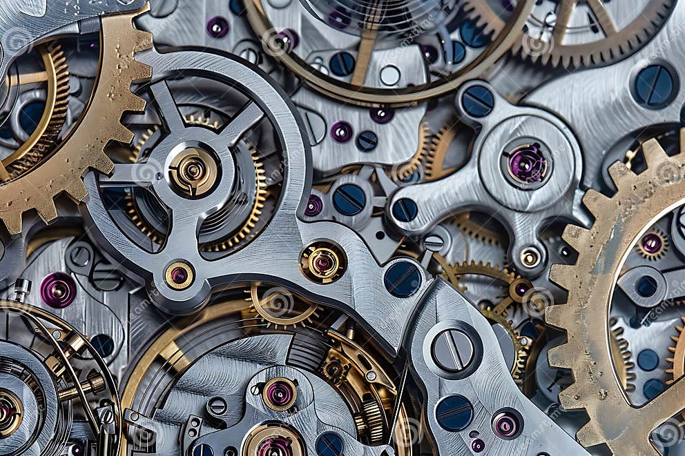 Intricate Clockwork Mechanism Gears, Springs, and Precision Engineering ...