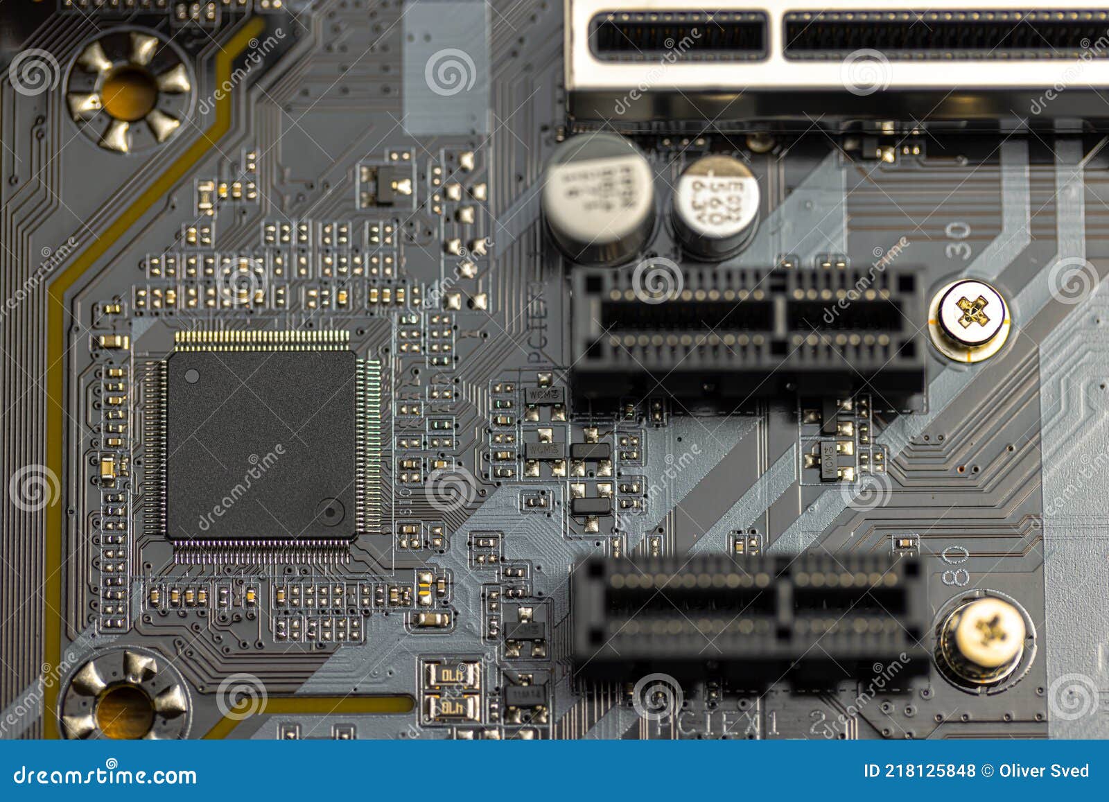 Closeup of Computer Board with Conductors Stock Photo - Image of ...