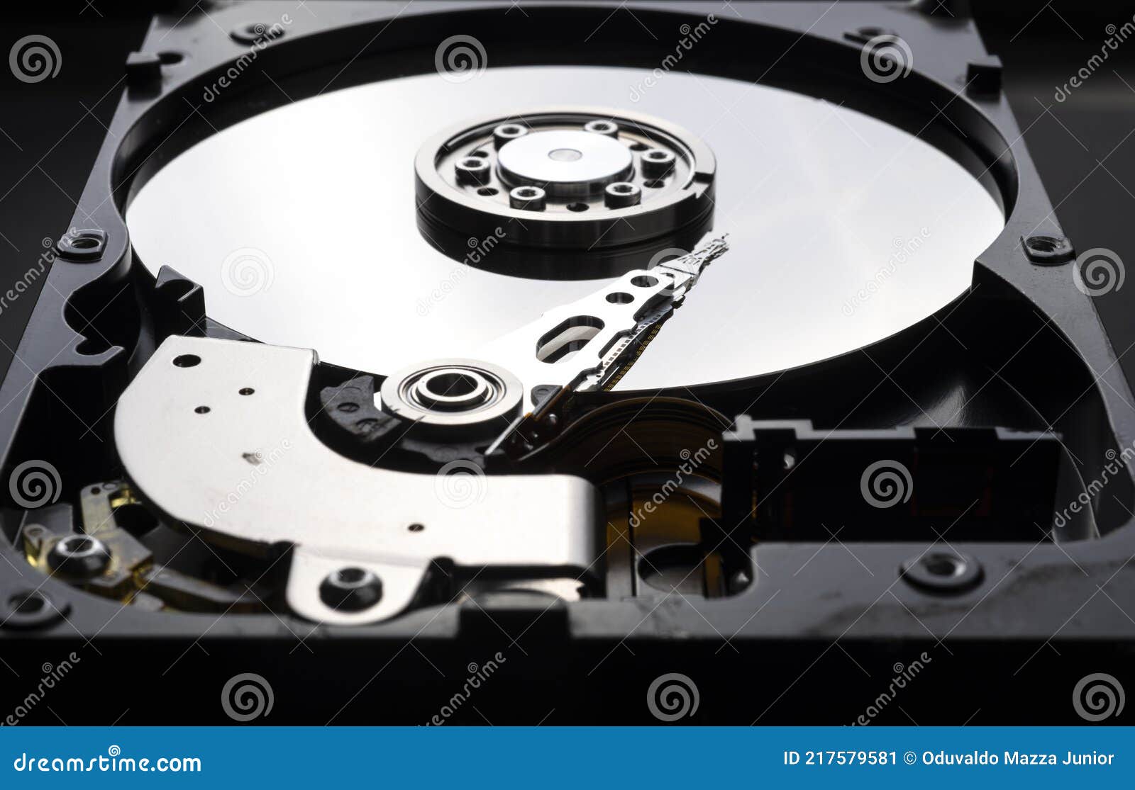 Closeup of a Computer Hard Disk Interior Parts Stock Image - Image of ...