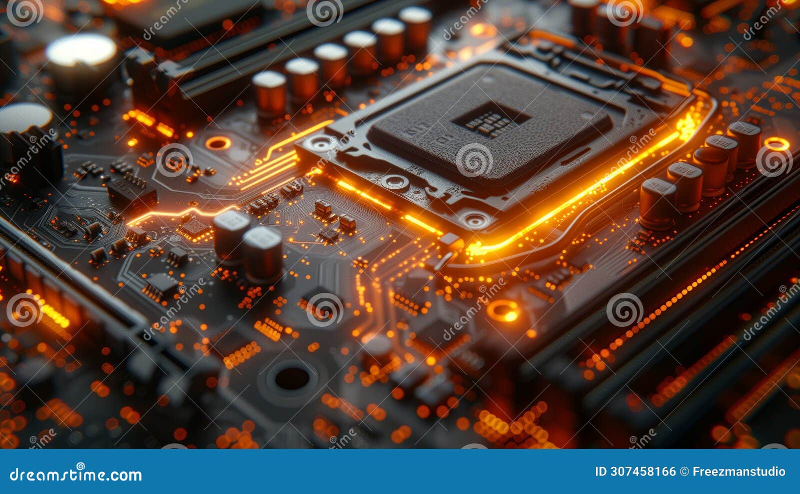 Closeup of a Computer Motherboard with a CPU Installed Stock Photo ...