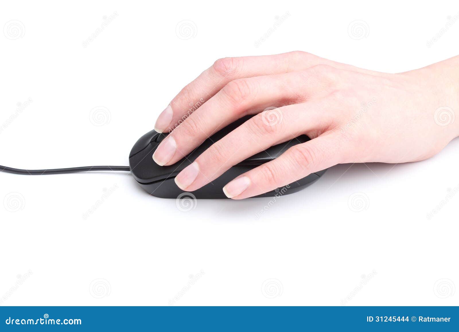 Closeup Computer Mouse and Hand on White Background Stock Photo - Image ...