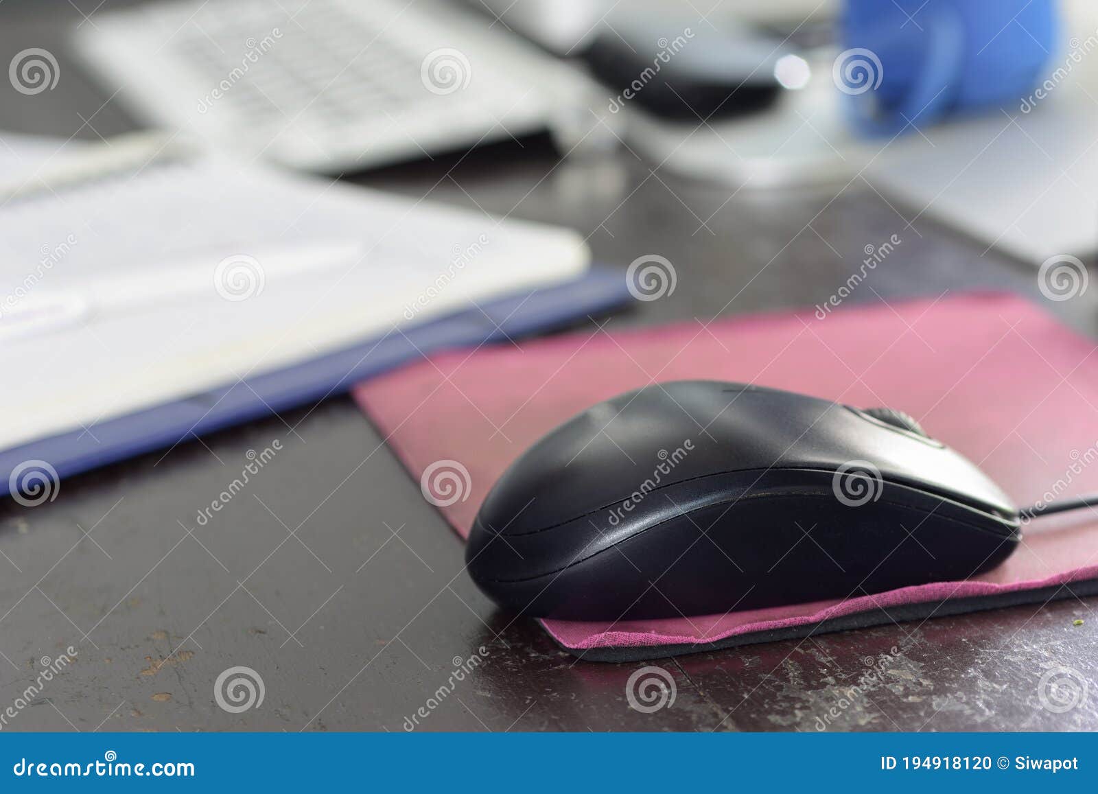 Closeup of a Computer Mouse on Wooden Table. Stock Photo - Image of ...