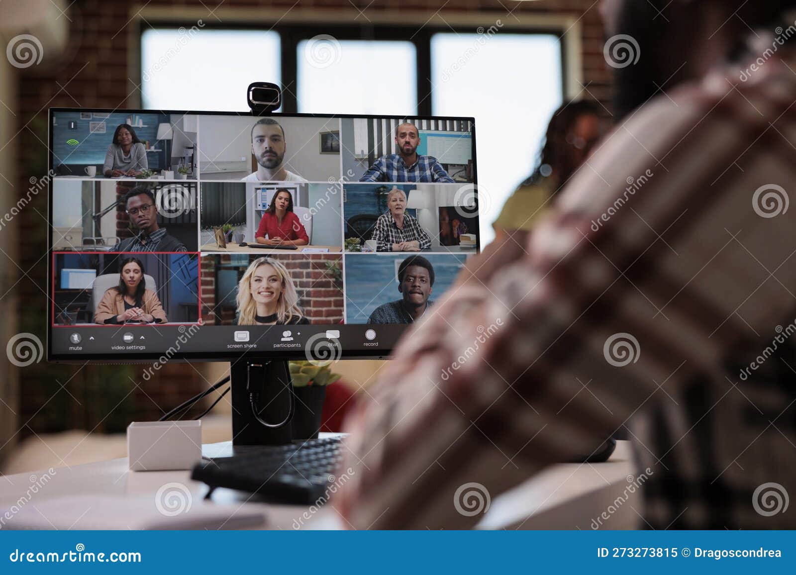 Closeup of Computer Screen with Startup Team of Colleagues Working ...