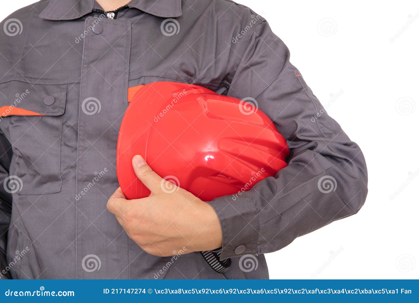 Closeup of Construction Engineer Holding Red Safety Helmet in Hands ...