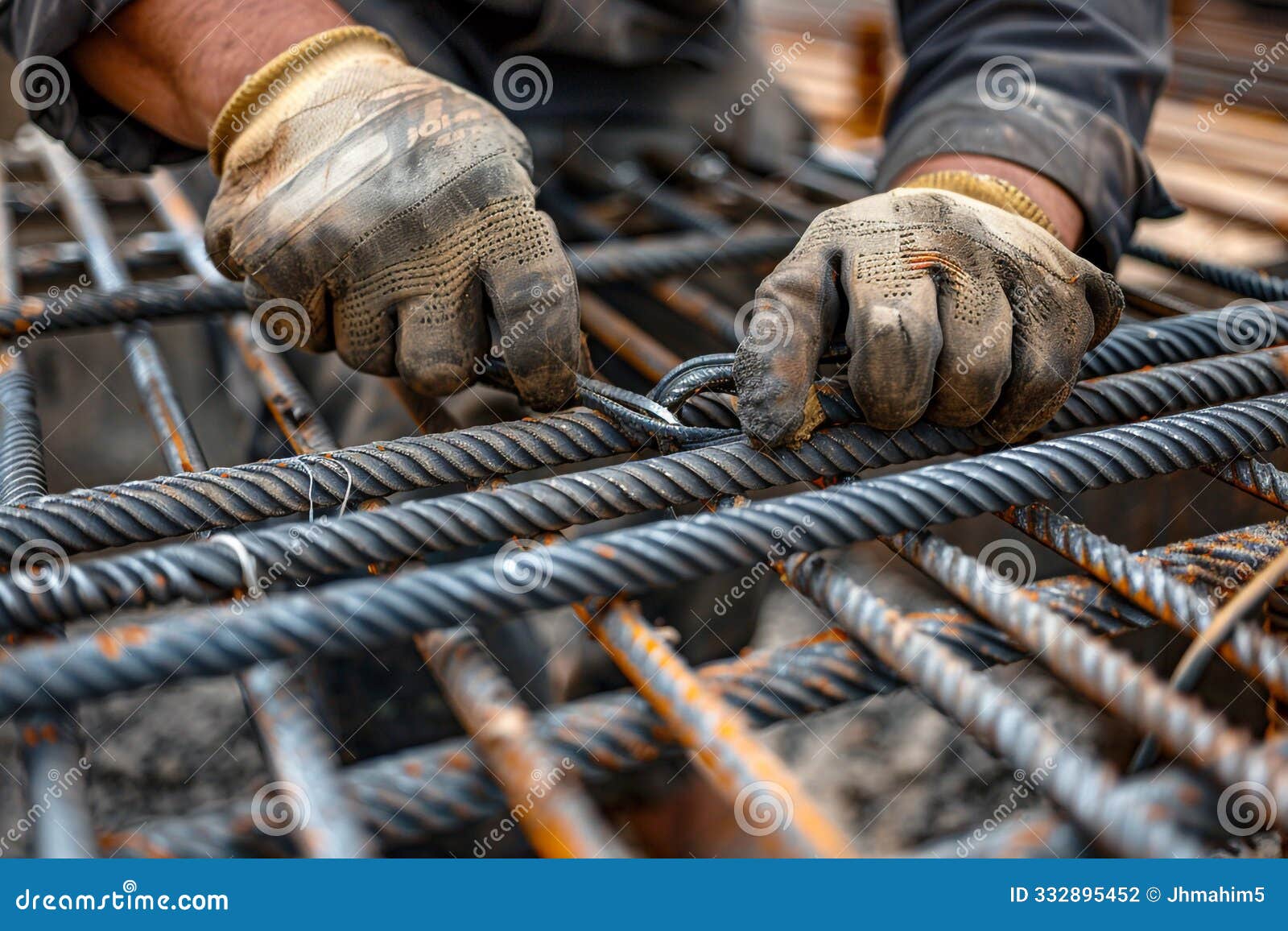 Closeup of Construction Workers Hands Tying Rebar Stock Illustration ...