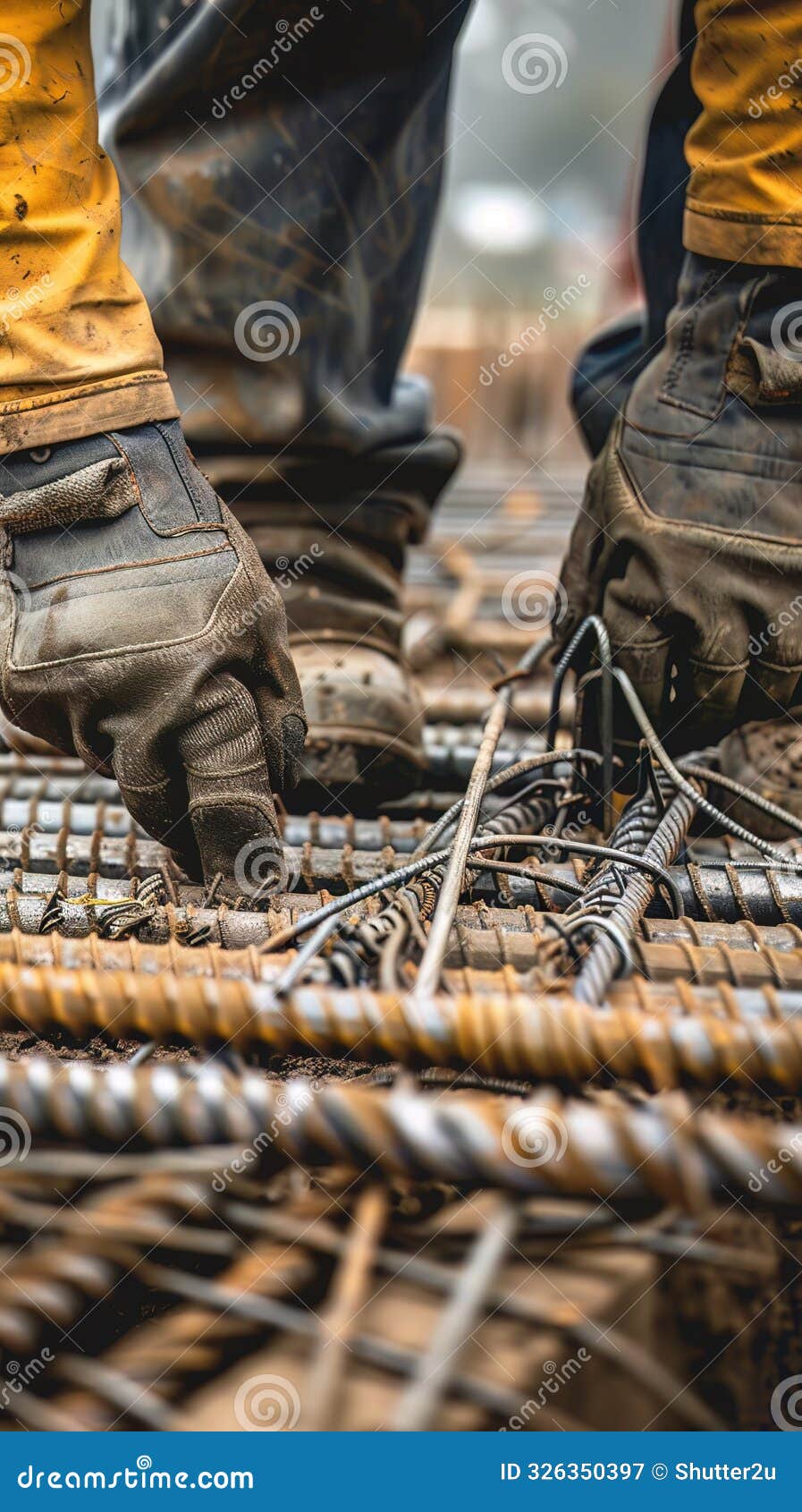 A Closeup of a Construction Workers Hands Tying Rebar Showcasing the ...