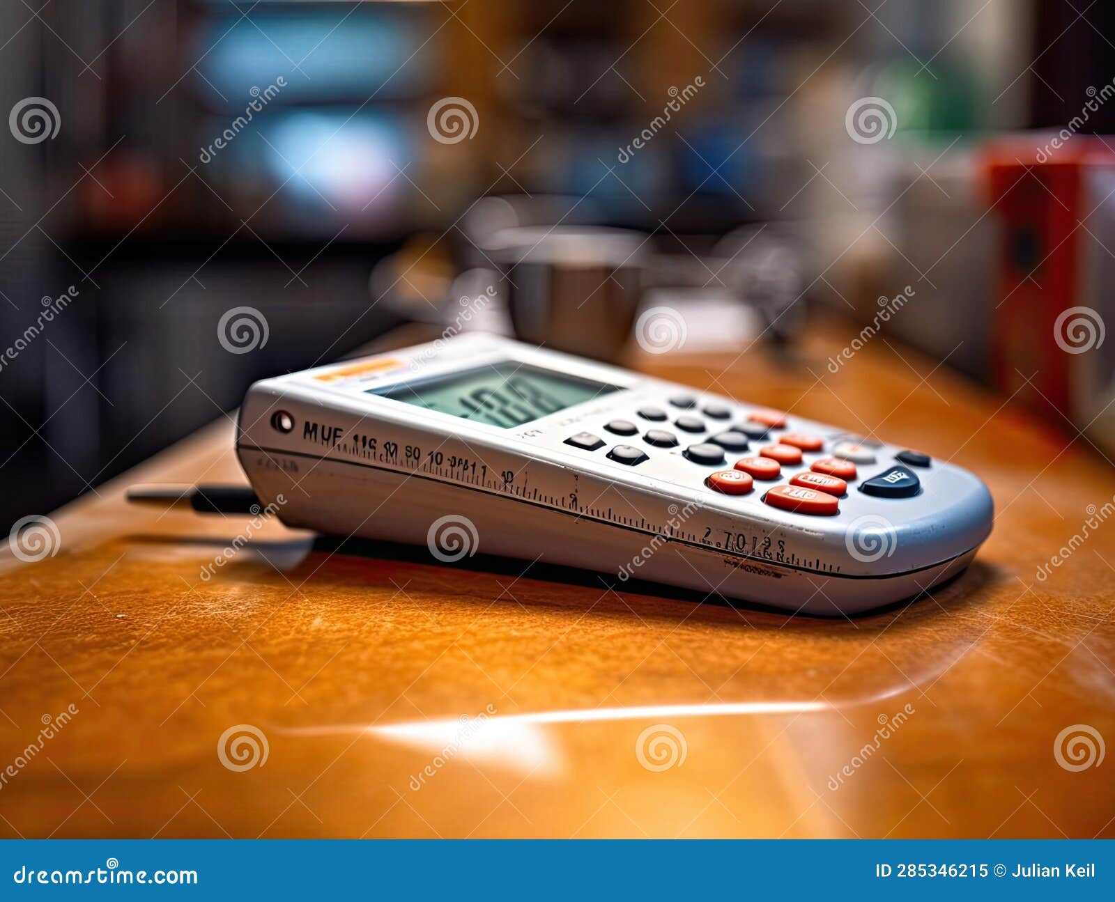 Closeup Contactless Thermometer on Table for Checks Stock Illustration ...
