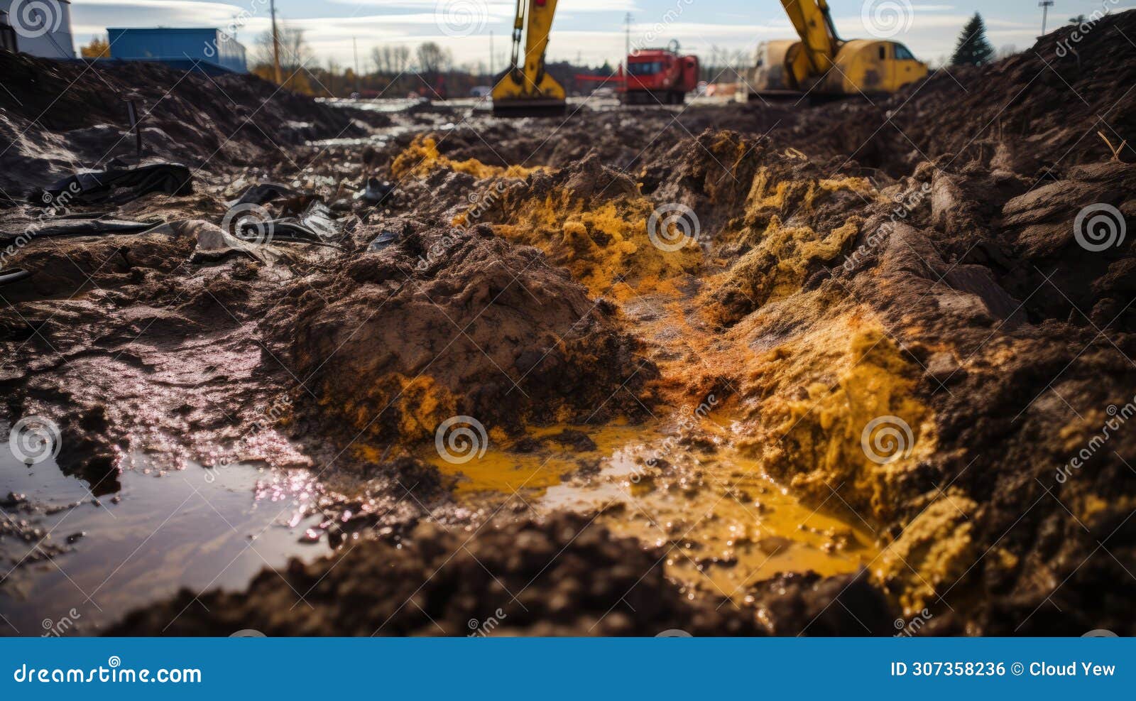 Contaminated Soil With Polluted Ground And Dead Plants Stock Image ...