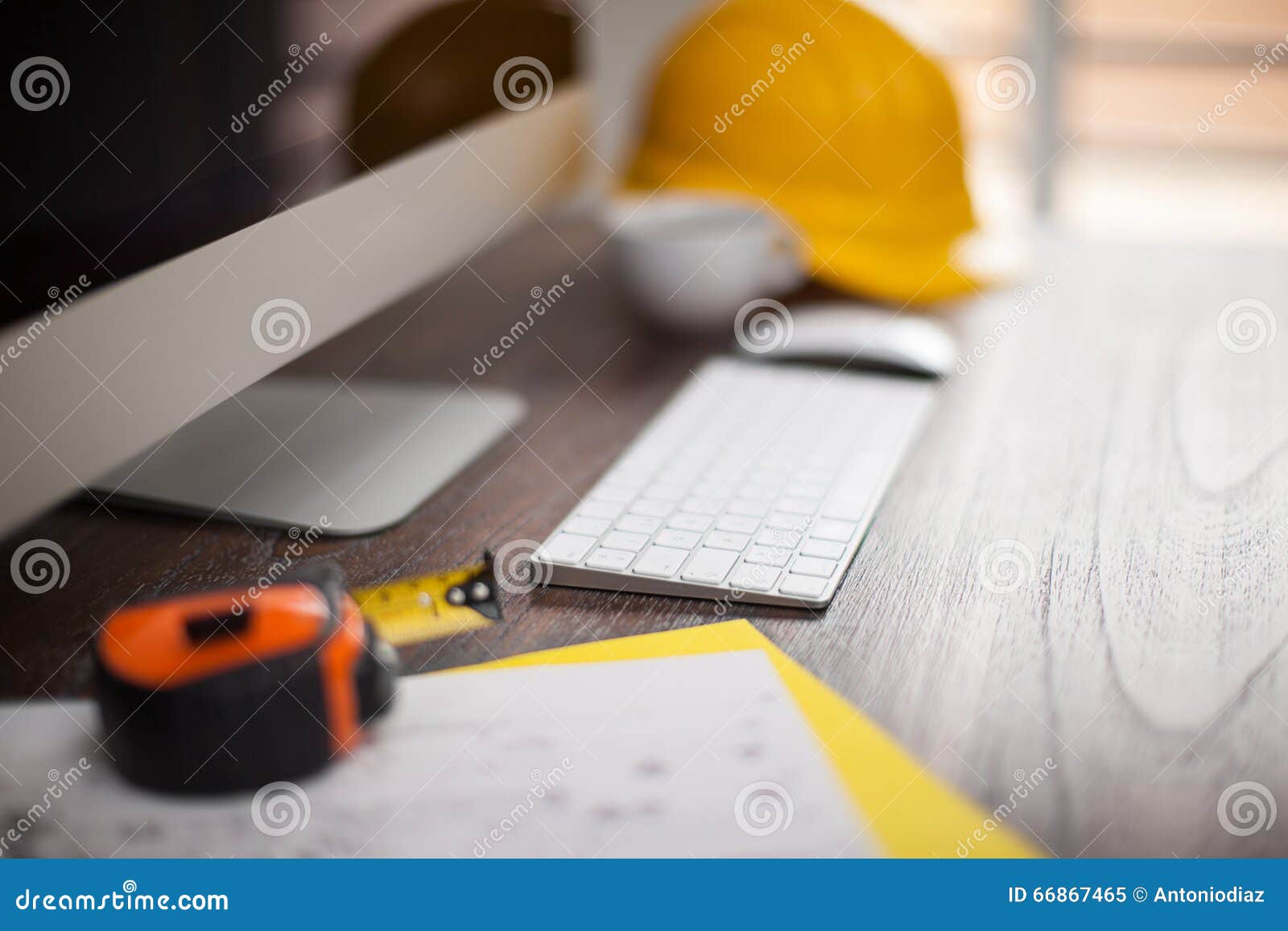 Closeup of a Contractor S Workspace Stock Image - Image of shallow ...