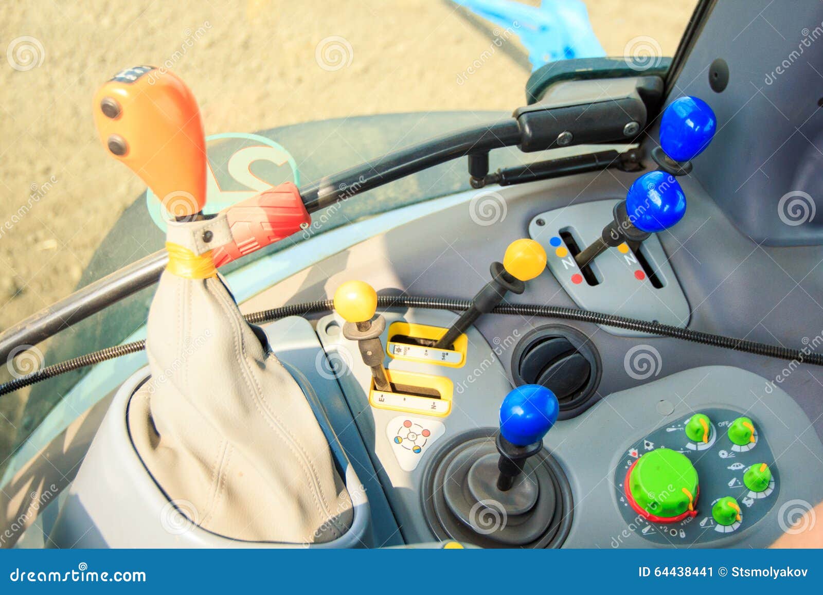 Closeup Control Sticks on Instrument Panel in Tractor Cabin Stock Image ...