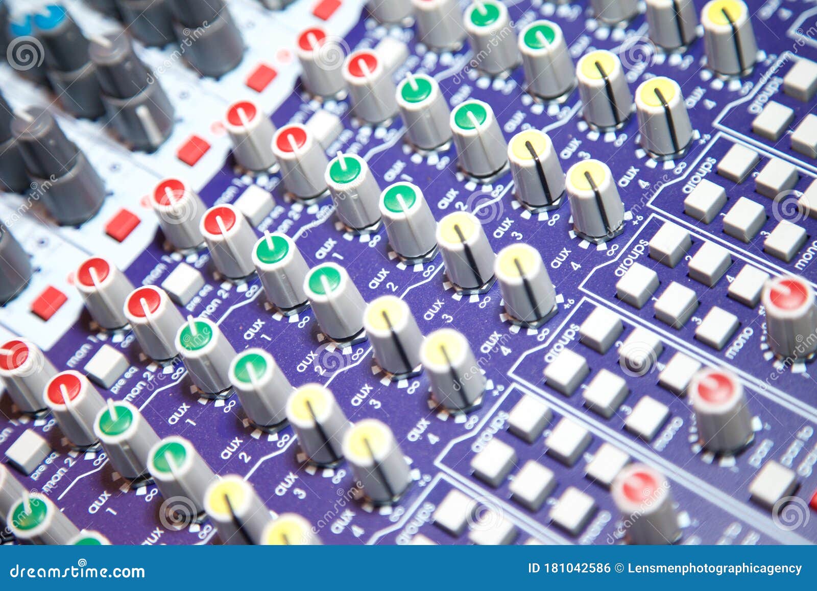 Closeup of the Controls on an Audio Mixing Console. Stock Photo - Image ...