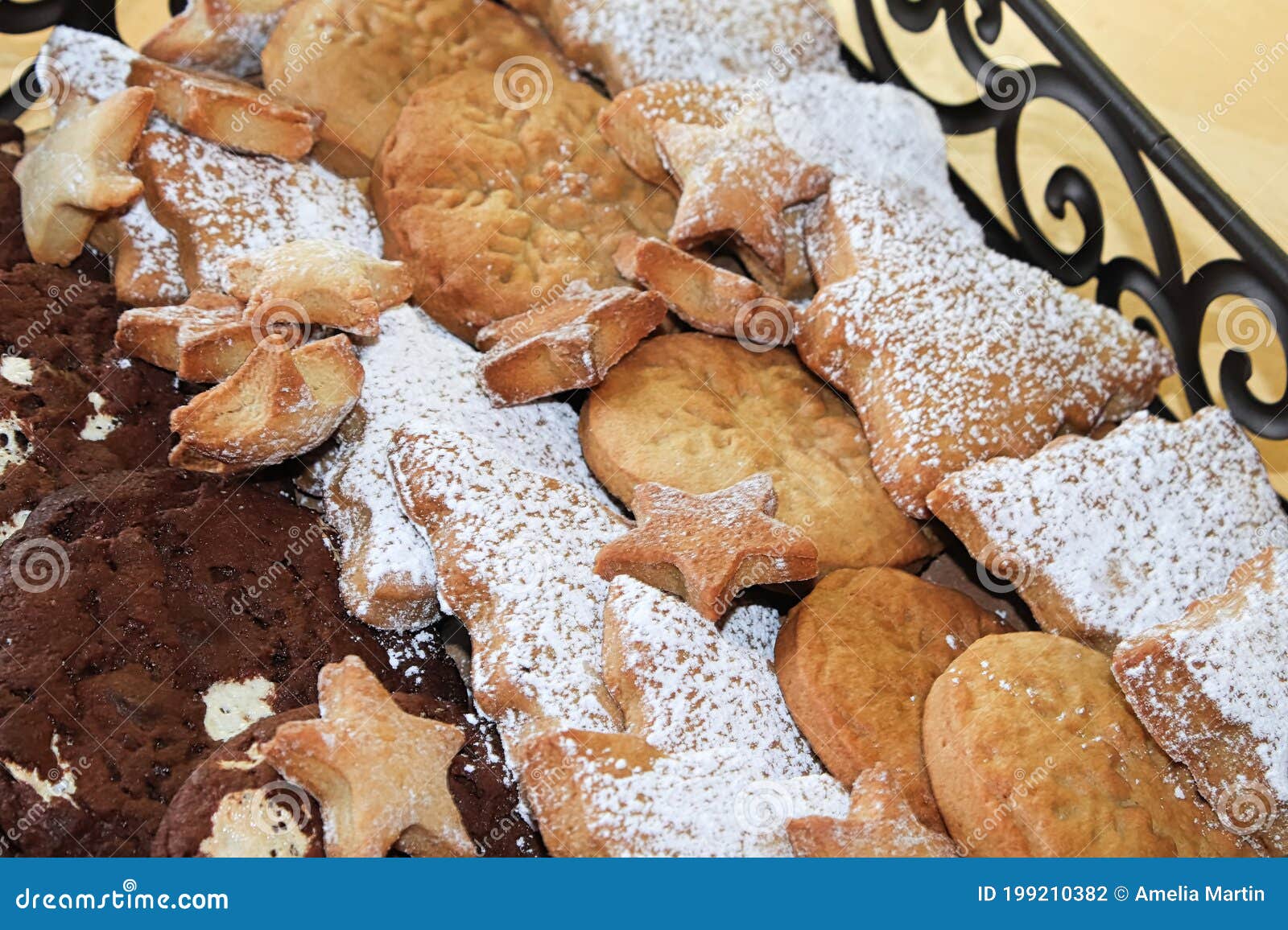 Closeup of Cookies Dusted in Icing Sugar Stock Photo - Image of festive ...