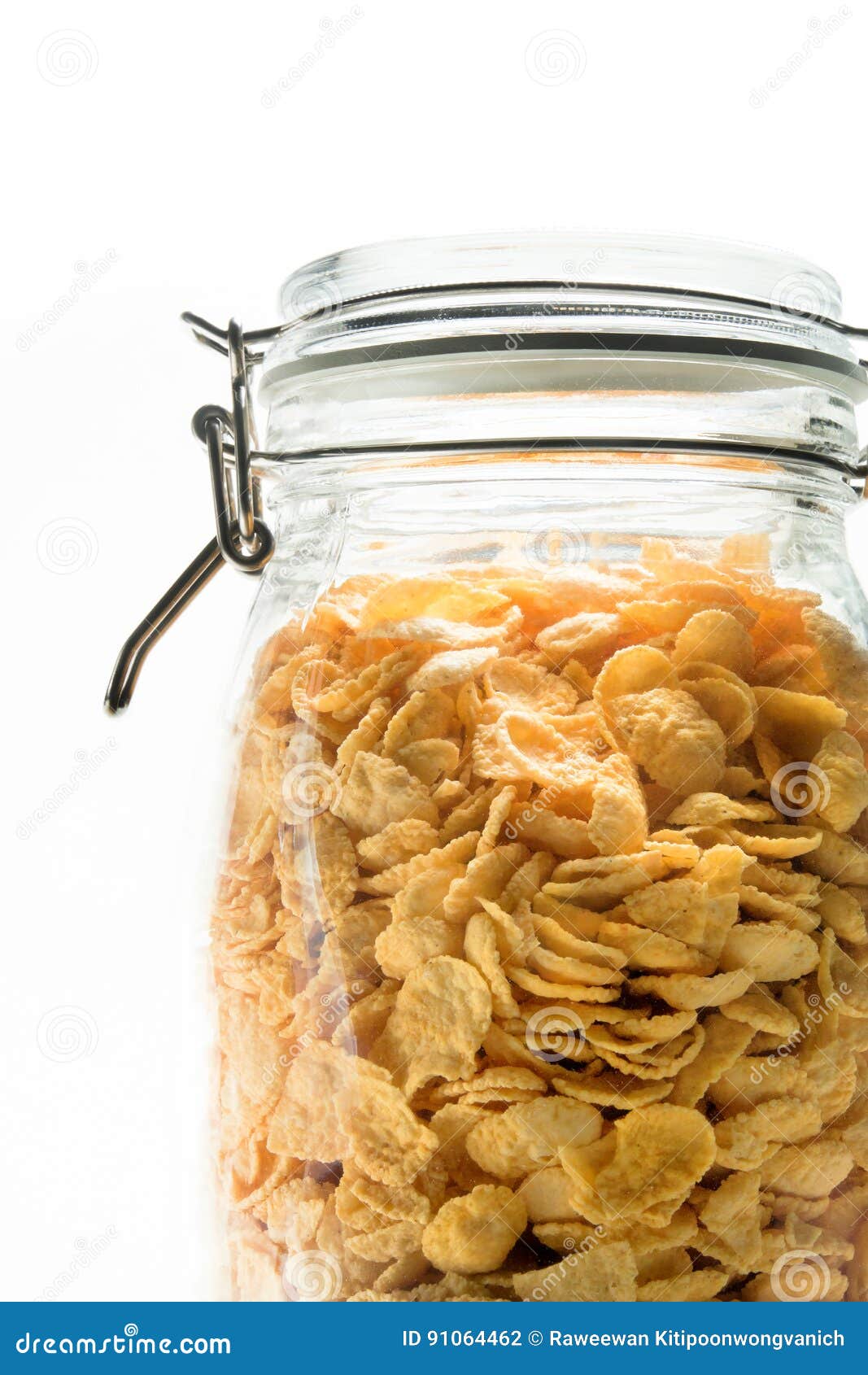 Closeup corn flakes in jar stock photo. Image of flocks - 91064462