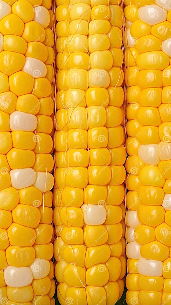 Closeup of Corn Kernels in a Row on Fresh Cobs Stock Illustration ...