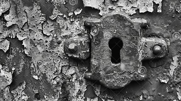 A Closeup of a Corroded Lock Its Keyhole almost Unrecognizable Under a ...