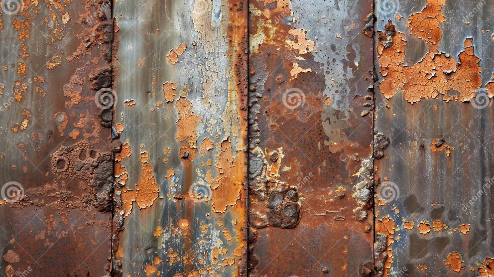 A Closeup of Corroded Metal Panels the Layers of Rust Creating a ...