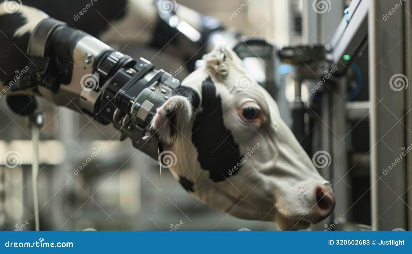 A Closeup of a Cows Udder Being Expertly Milked by a Robotic Machine ...