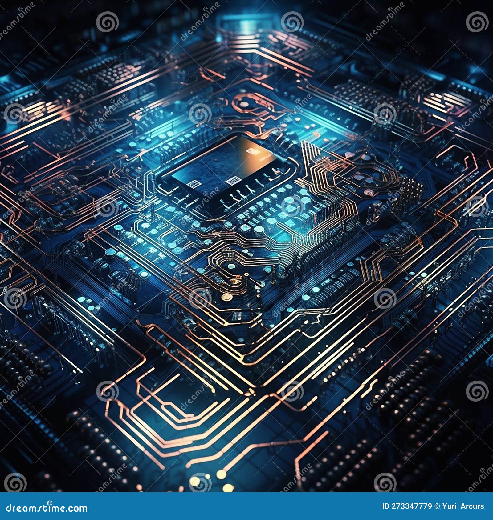 Closeup Cpu And Digital Circuit With Microchip Hardware And