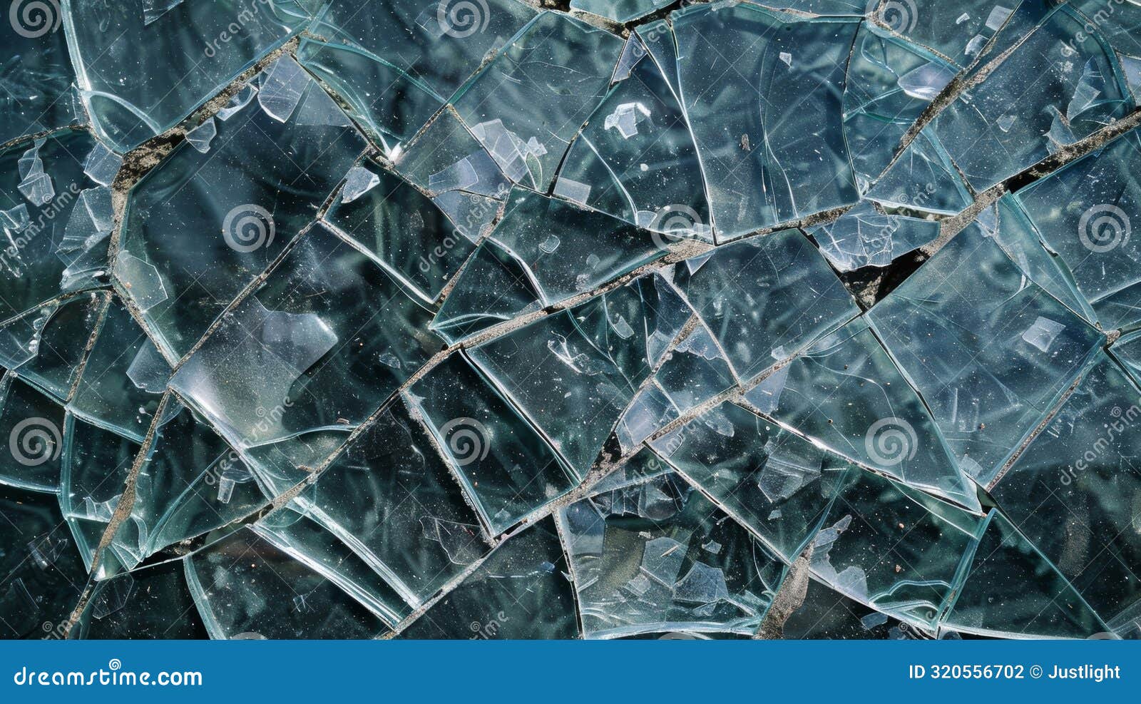 A Closeup of Cracked and Splintered Glass Creating a Maze of Tiny Sharp ...