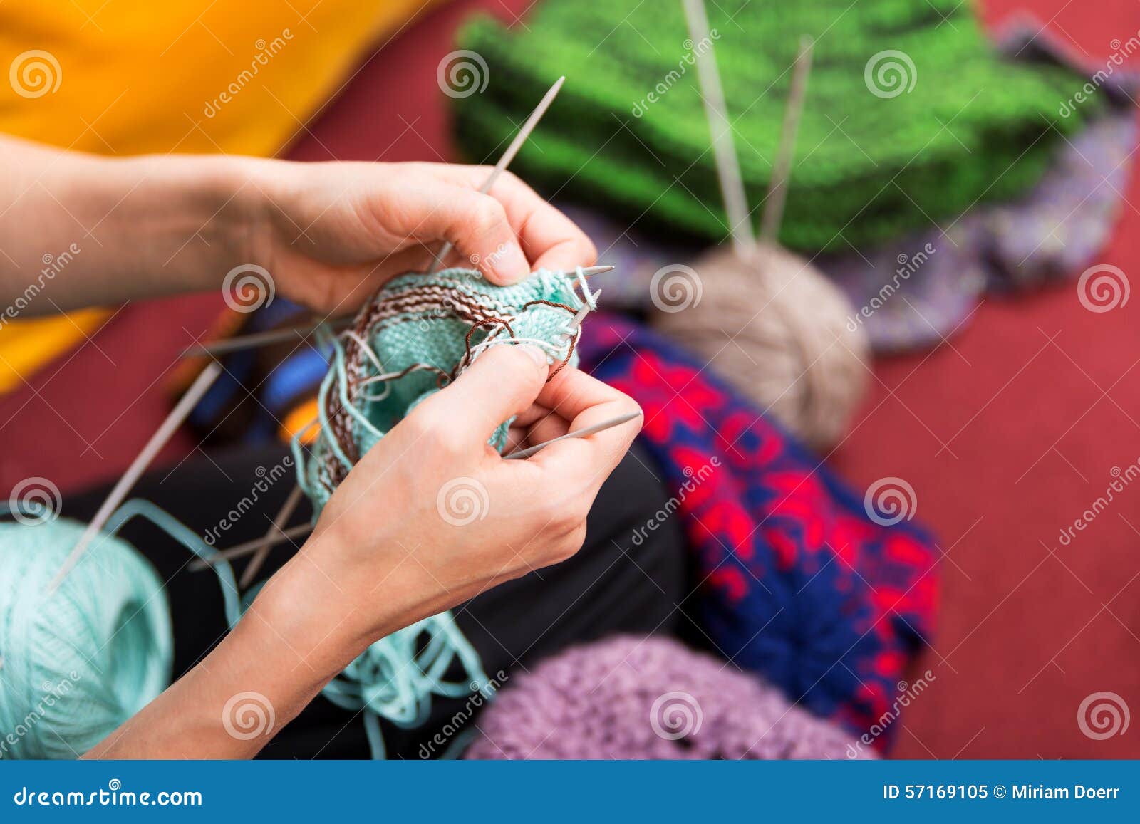 Closeup of Crafting Hands with Wool Stock Image - Image of person ...