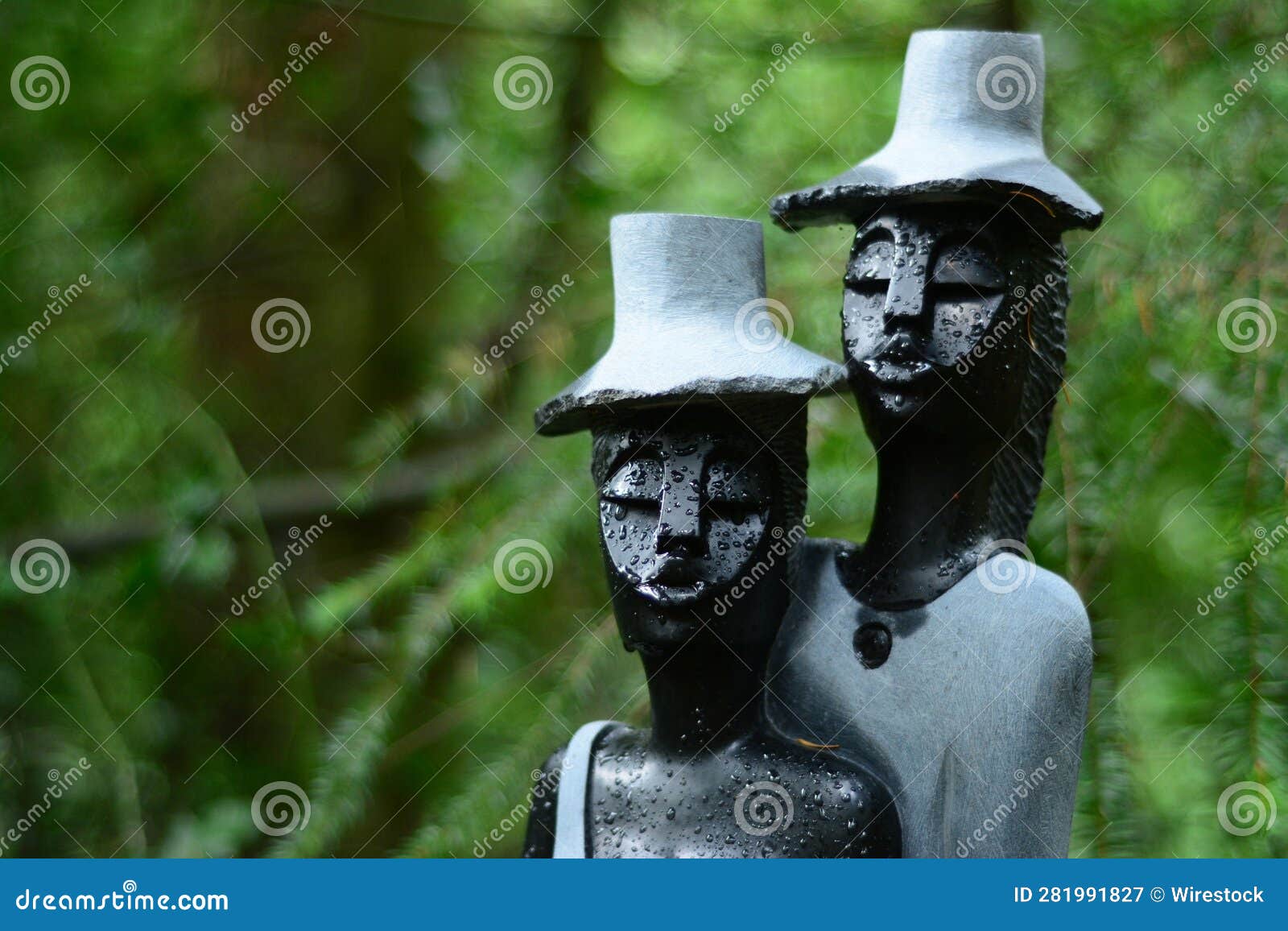 Closeup of Creative Human Sculptures in a Green Forest Editorial ...