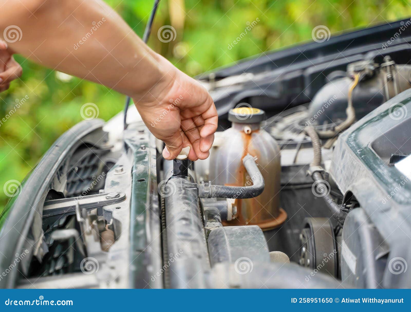 Closeup and Crop Image of Hand of Human Checking Car Engine and Opening ...