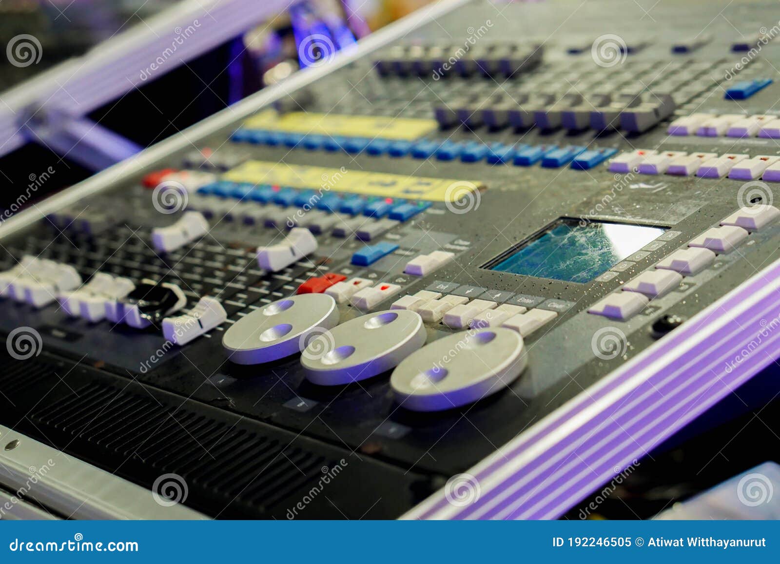 Closeup and Crop of Knobs with Button of Sound Music Mixer Control ...