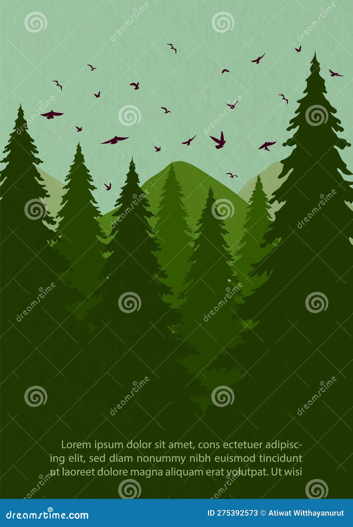 Closeup and Crop Scenes of Green Pine Forests and Example Texts in ...